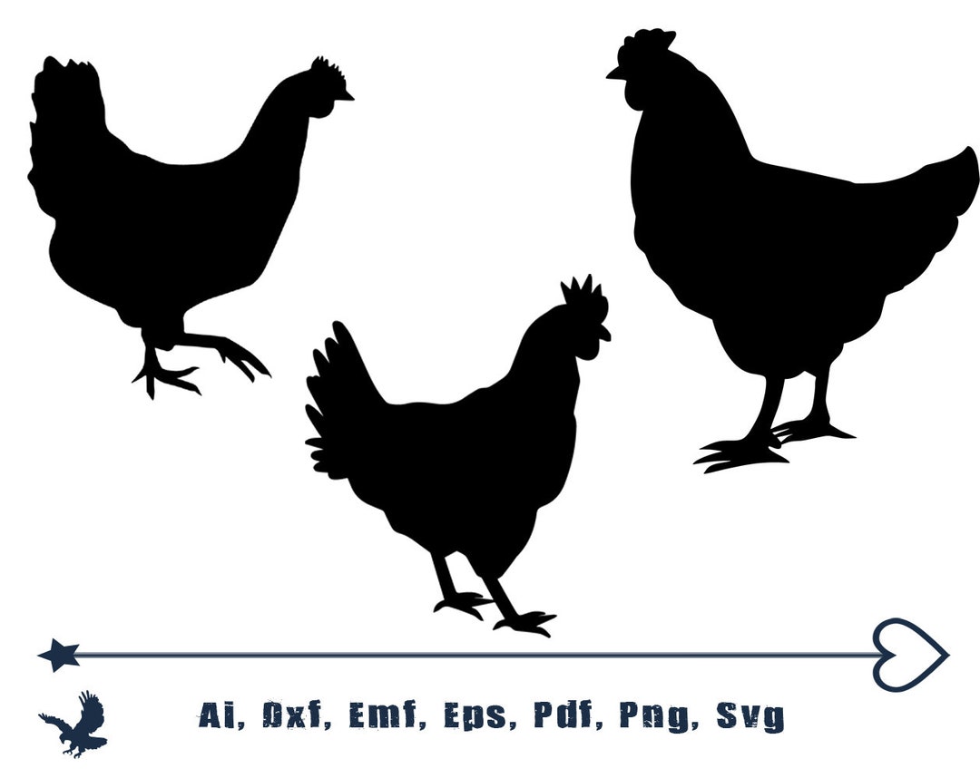 Chicken SVG Cut File, SVG DXF Cut File Rooster Hen Dxf Cricut Svg ...