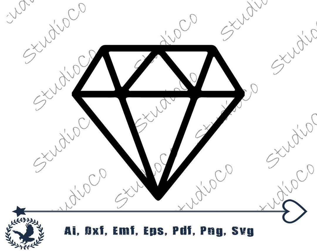 Diamond SVG file , Diamond SVG Cut File, Diamond outline, Engagement ...