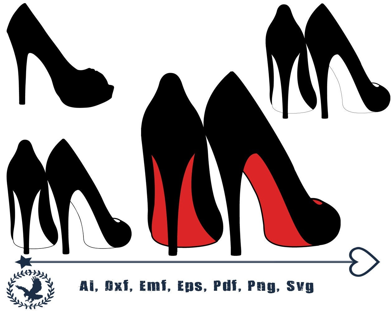 High Heels SVG Cut Files commercial use instant download | Etsy