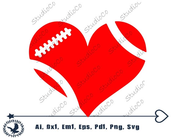 Football Heart Football Love Svg Football SVG Football Cut | Etsy