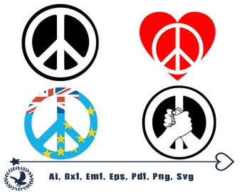 25 Peace Sign Svg, Peace Svg Bundle, Hippie Svg, Love Peace Svg, Peace ...