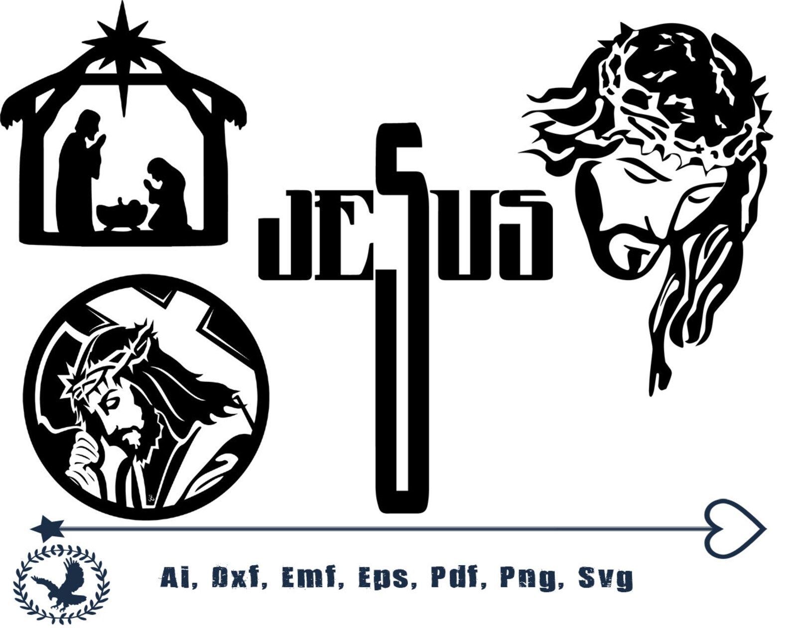 Paquete de Jesús svg Cristo svg dios svg silueta de Jesús - Etsy México