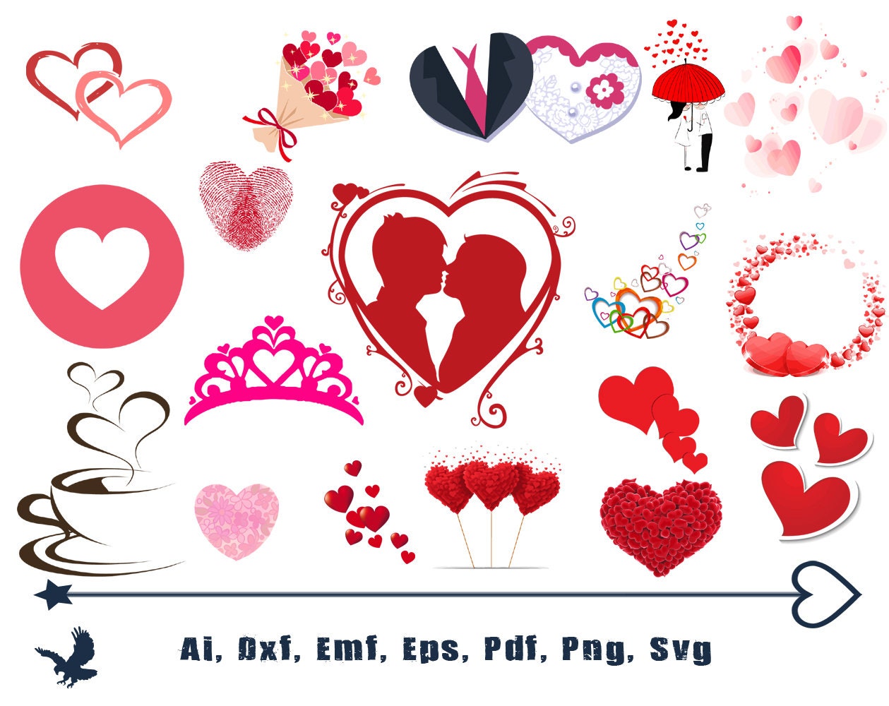 Heart clipart Cricut,Silhouette svg Digital Files Cricut Color Heart ...