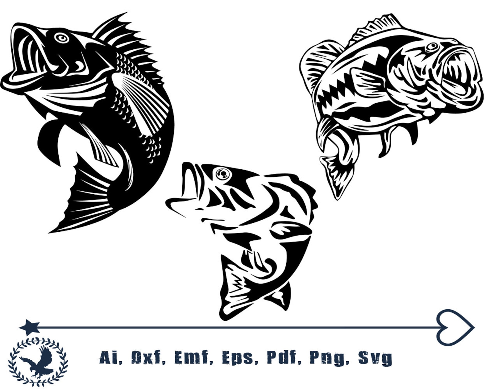Poisson SVG, SVG silhouette, Cricut SVG, grande bouche poisson SVG ...