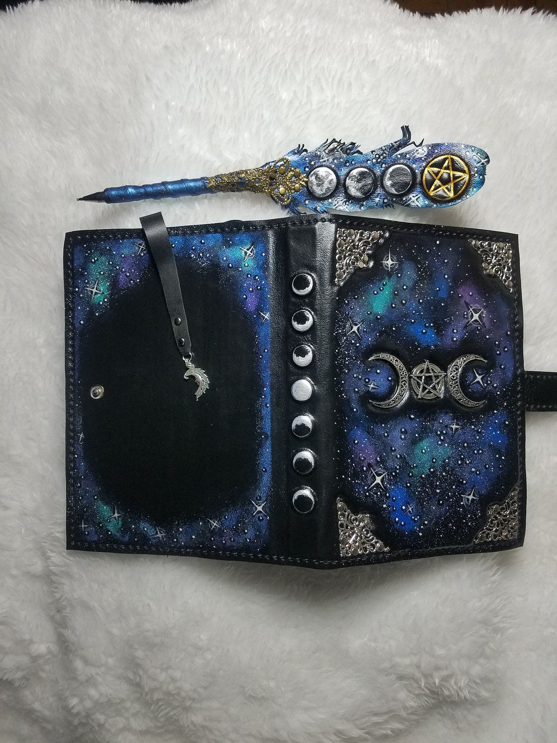 3D leather refilable notebook magic ritualgalaxyleather | Etsy