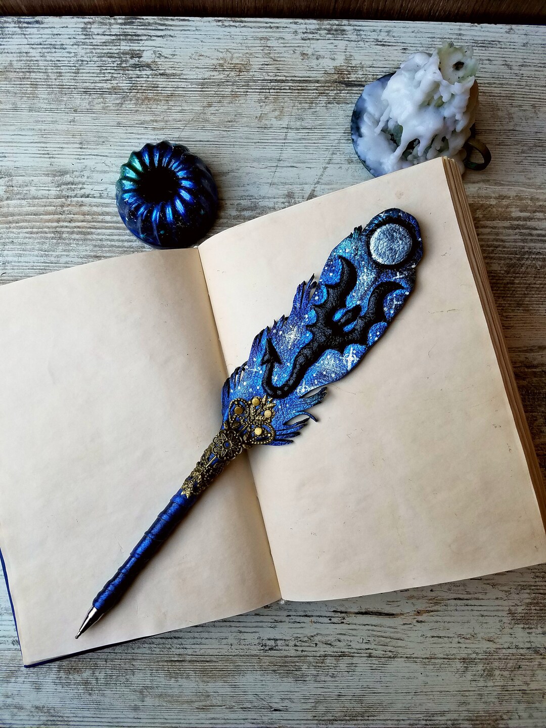 Magic Bird Wing,custom Fountain Pen,grimoire,leather Pen,quill Dip Pen ...