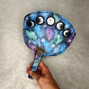 Leather Hand Fan,gothic Wedding Gift Fan,cosplay,halloween,moon Phases ...