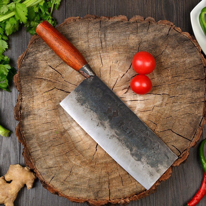 Zhensanhuan Hand Hammered Forged Kitchen Knife Cleaver for | Etsy