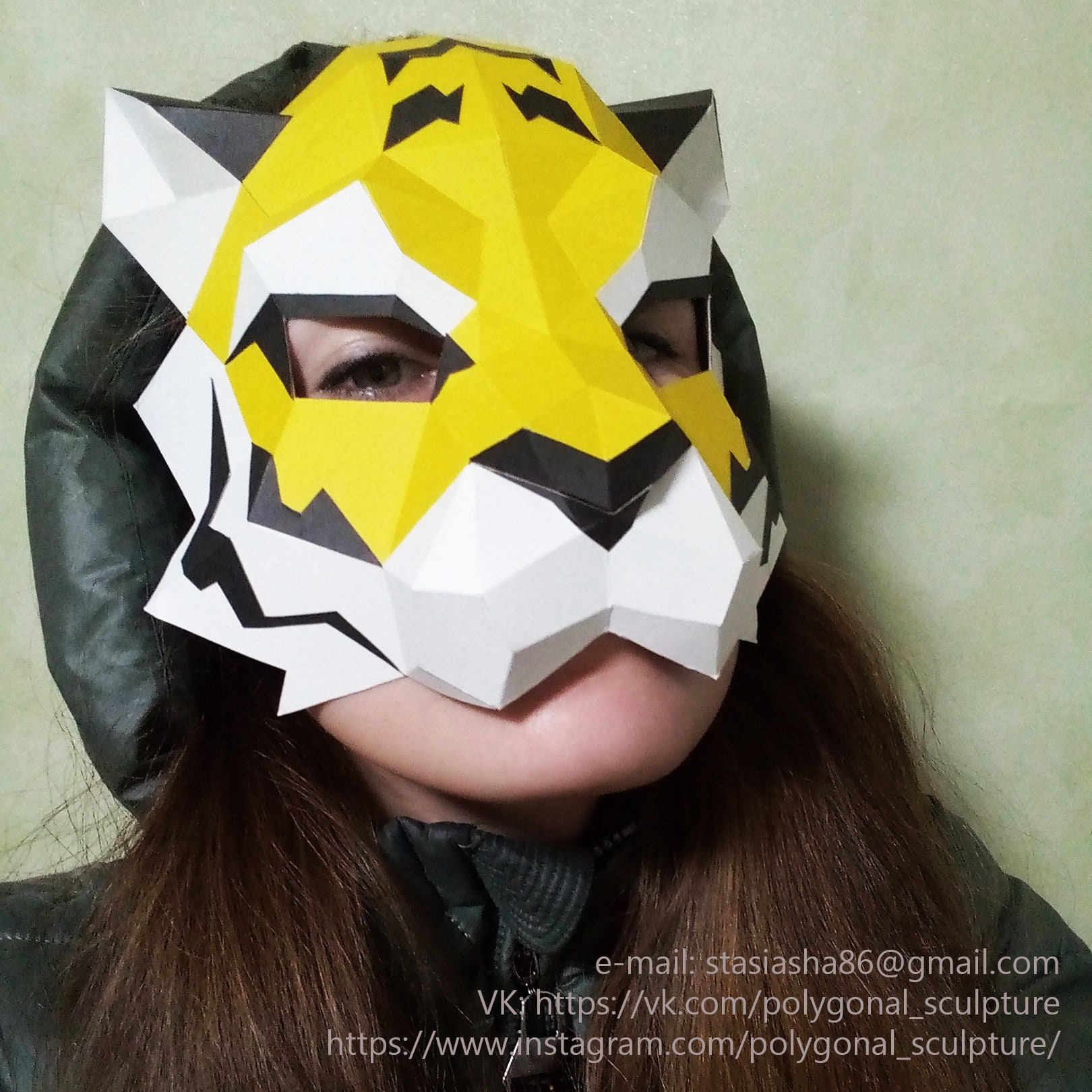 Papercraft Tiger Mask 3D Paper low poly sculpture | Etsy