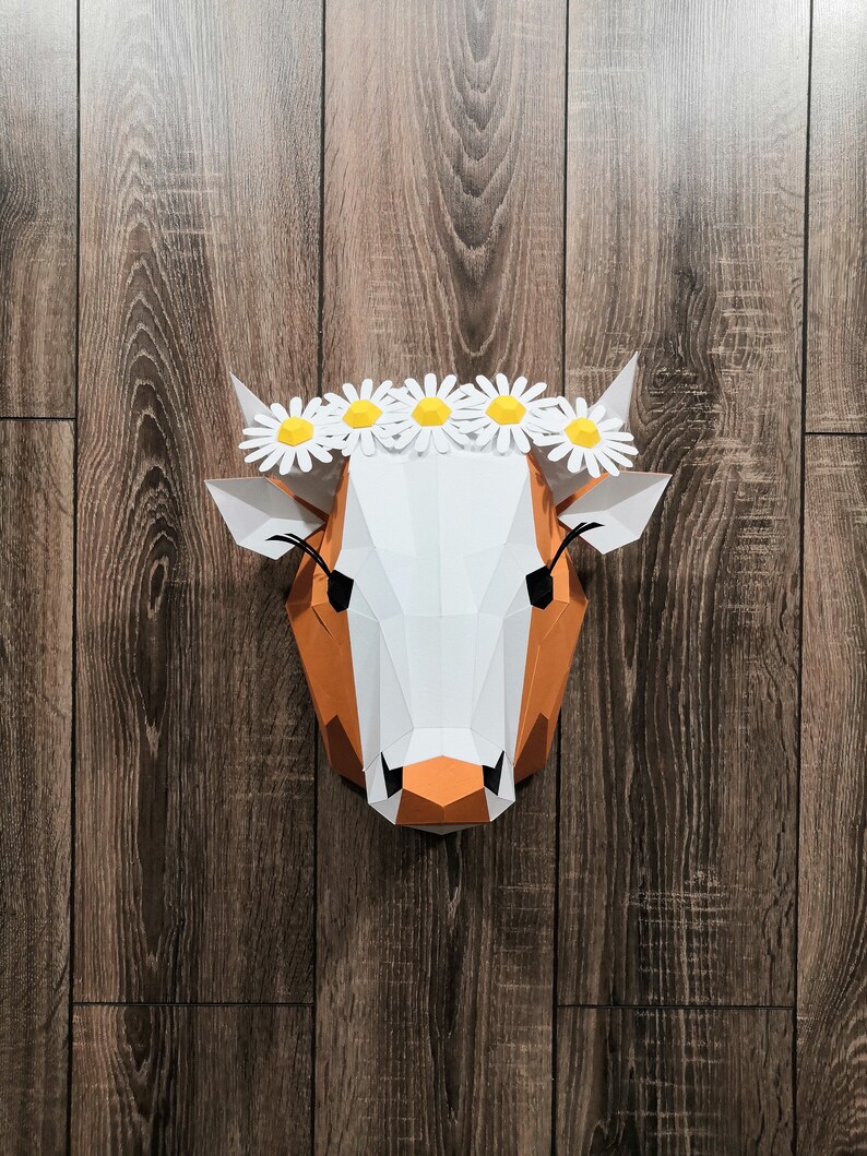 Papercraft Cow 3D Paper low poly sculpture | Etsy