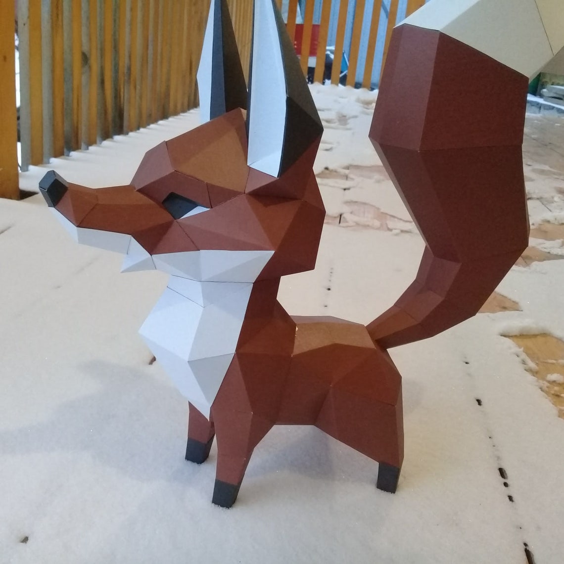 Papercraft 3D Fox DIY PDF template pattern pepakura decor | Etsy