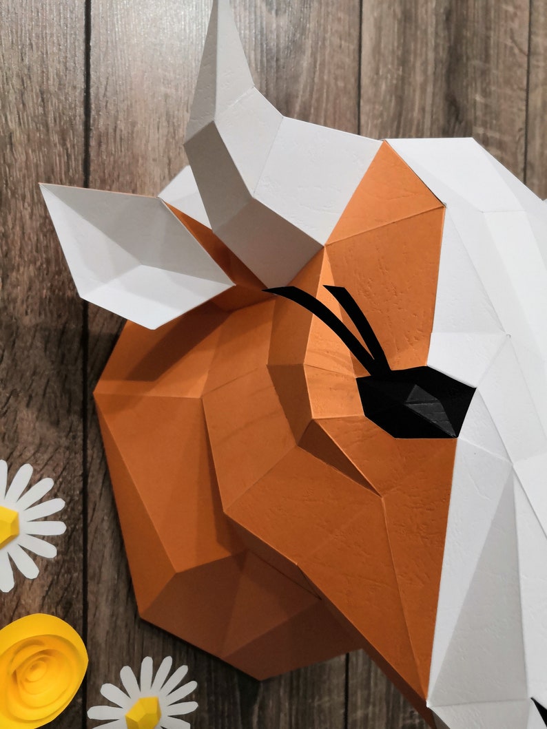 Papercraft Cow 3D Paper low poly sculpture | Etsy