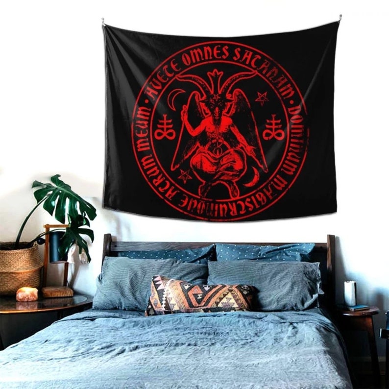 Satanic Baphomet Tapestry Blanket Table Cloth Satanism Evil - Etsy