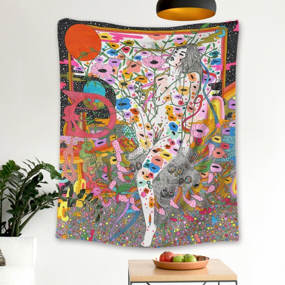 Women Tapestry Sexy Woman Tapestry Floral Tapestries Etsy
