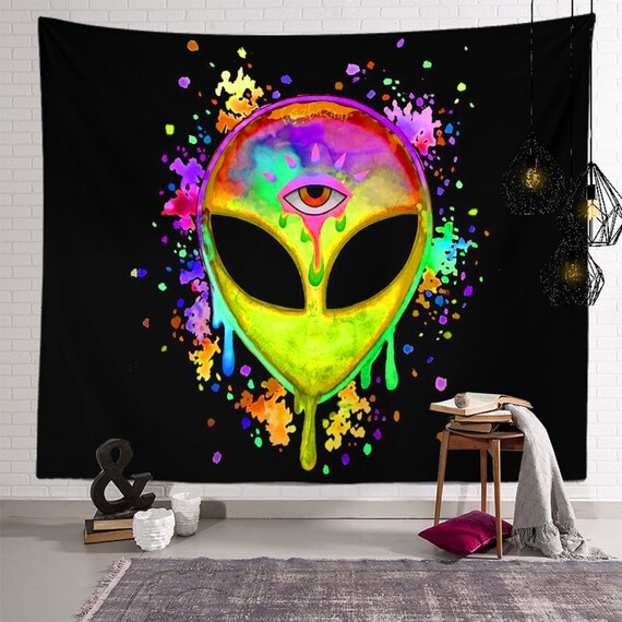 Alien Tapestry Tapestry Trippy Wall Art Trippy Wall | Etsy