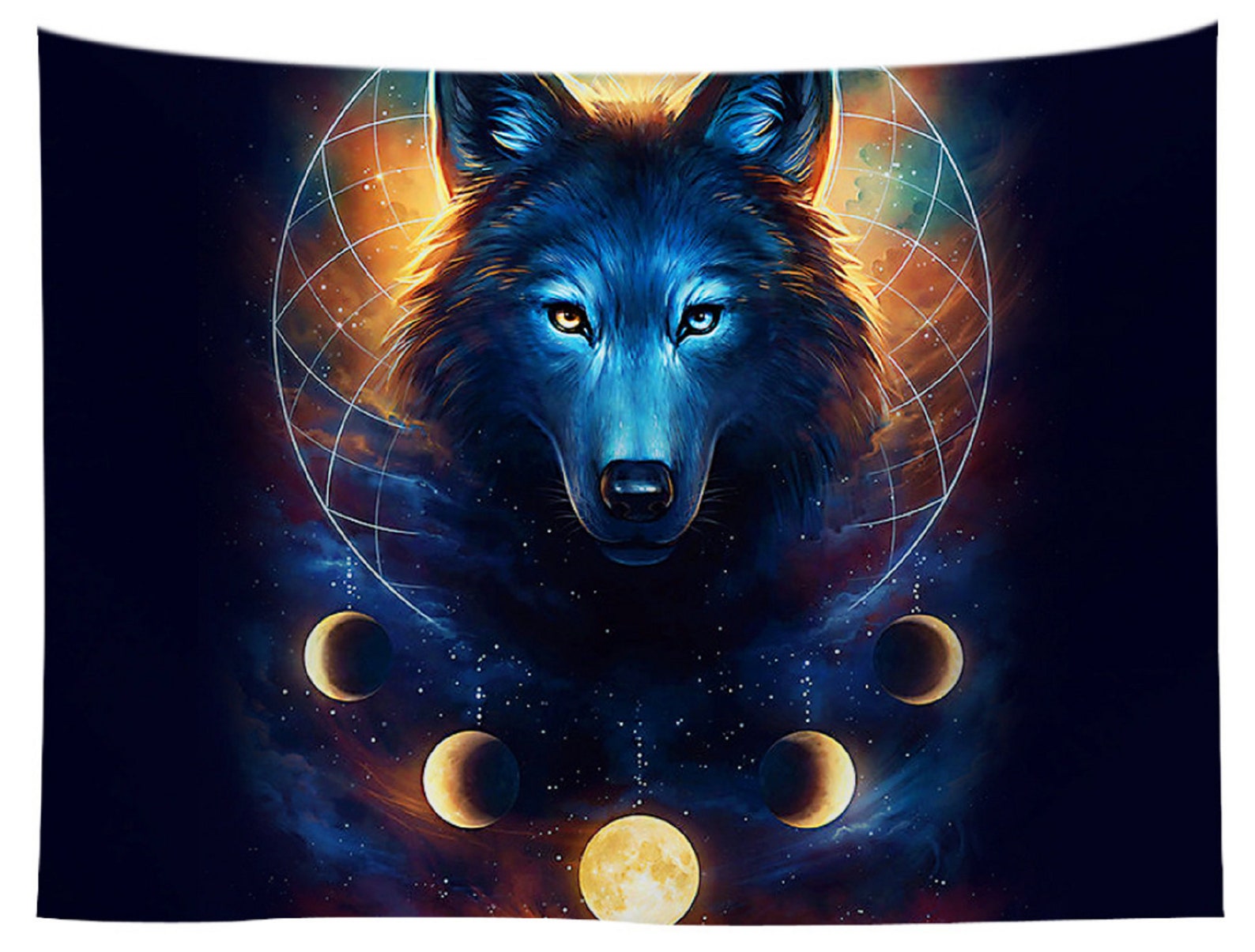 Magic Wolf in the Space Tapestry Blue Universe Galaxy | Etsy