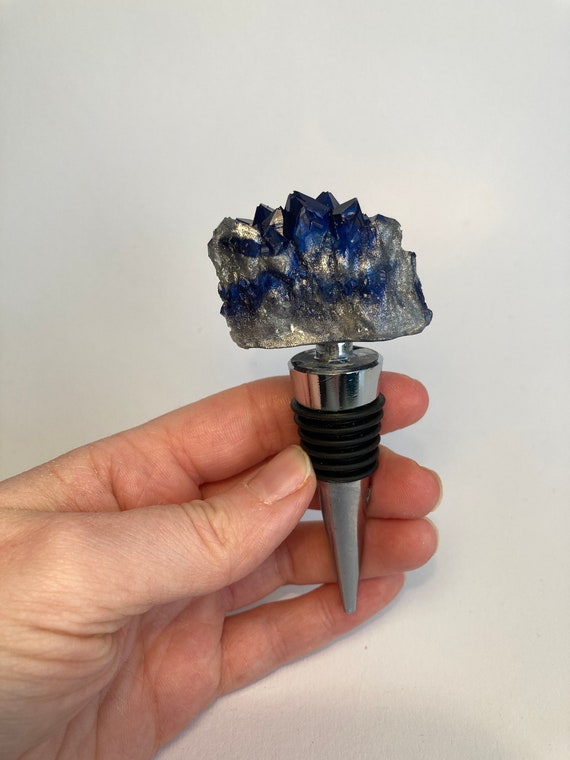 Blue Silver Wine Cap With Crystal of Epoxy Resin Wine | Etsy UK
