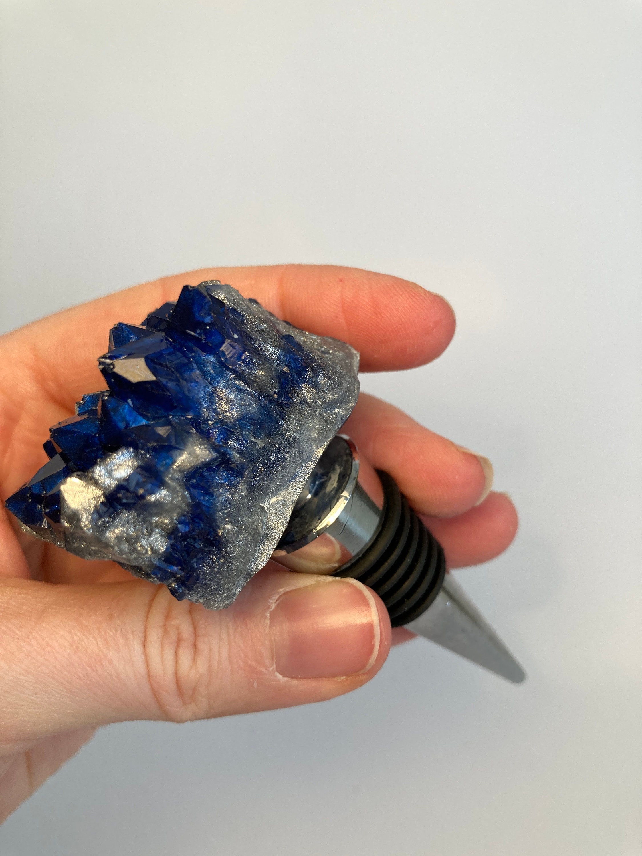 Blue Silver Wine Cap With Crystal of Epoxy Resin Wine - Etsy UK