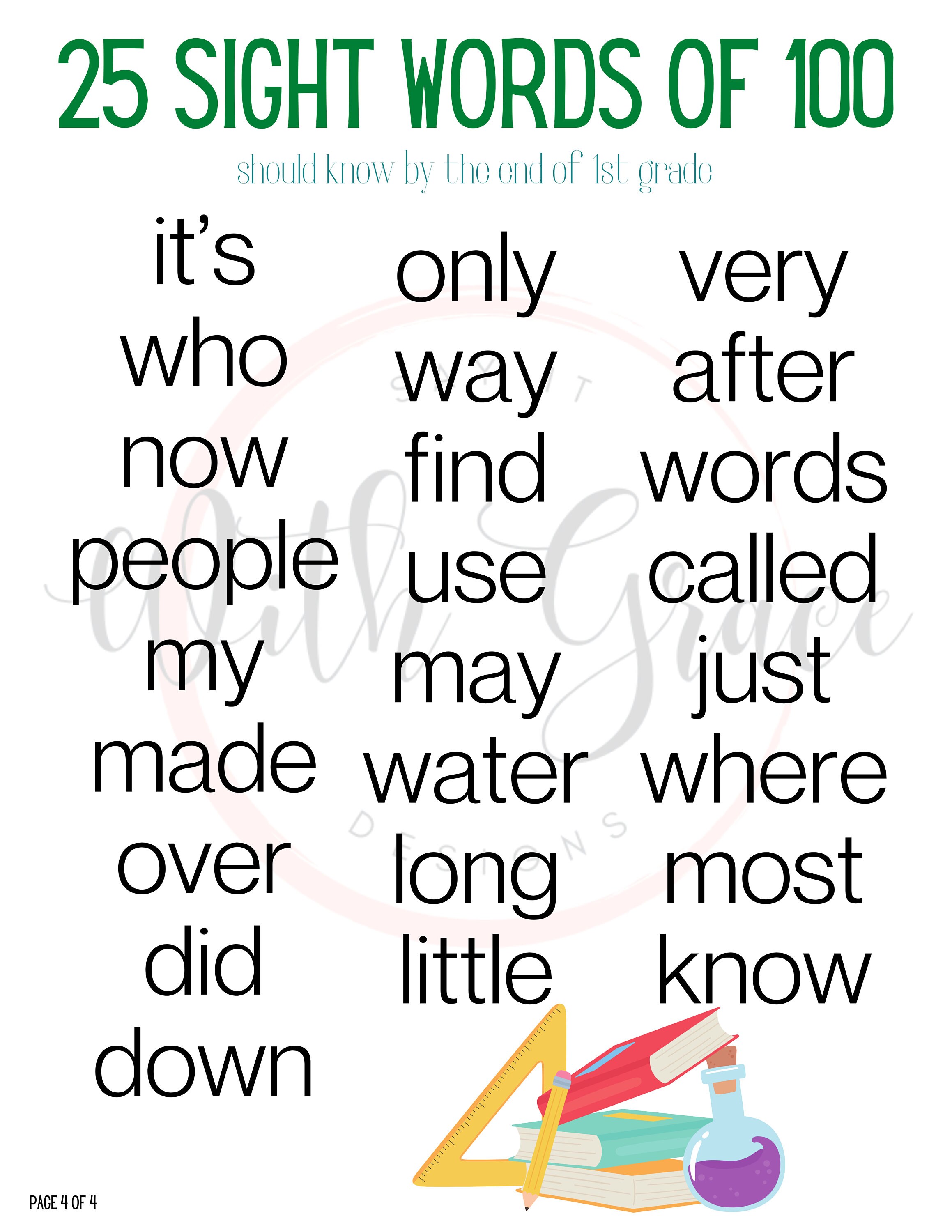 First 100 Sight Words Digital Download - Etsy
