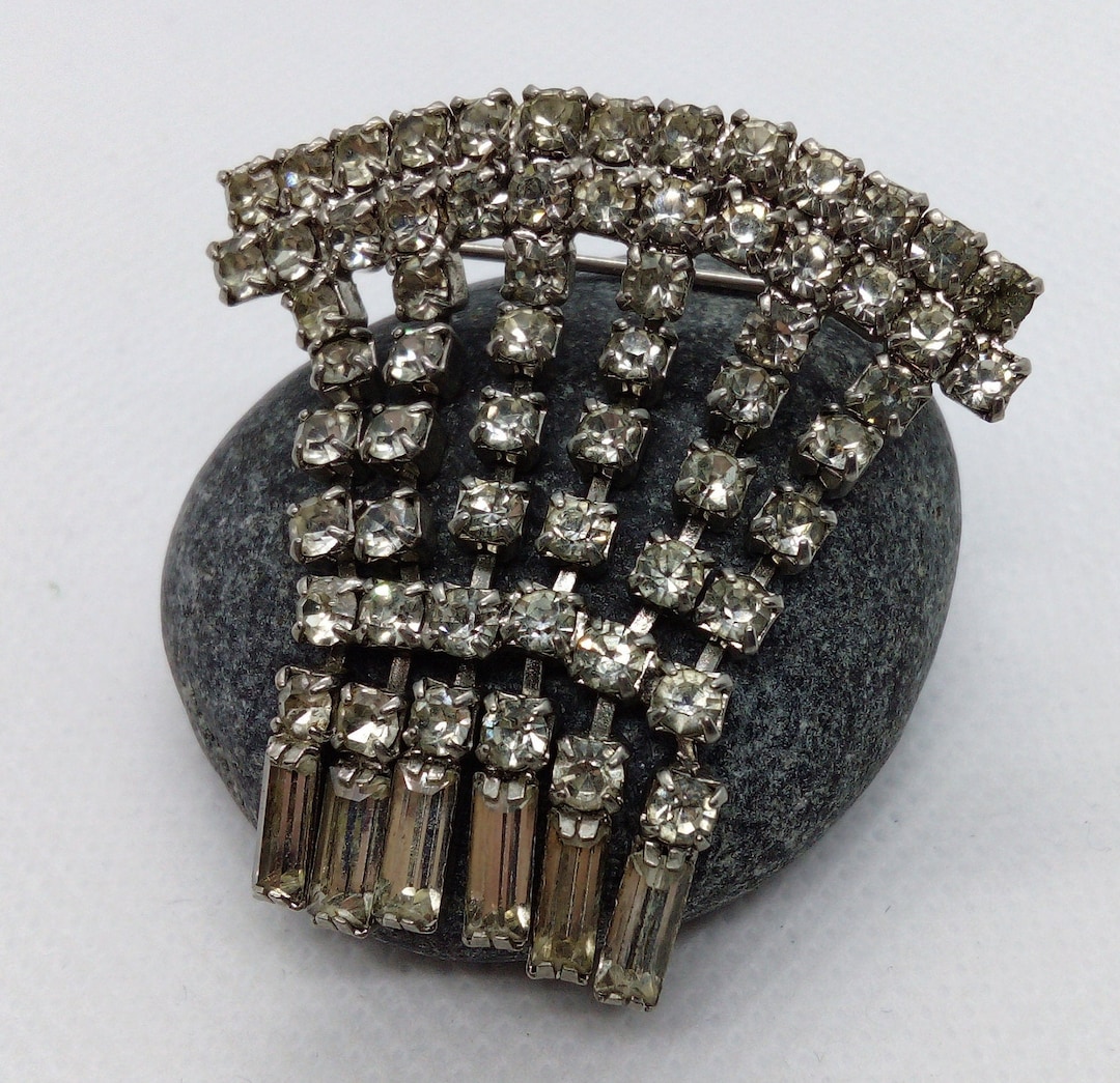 Vintage Brooch, Old Antique Retro Brooch With White Rhinestones USSR ...