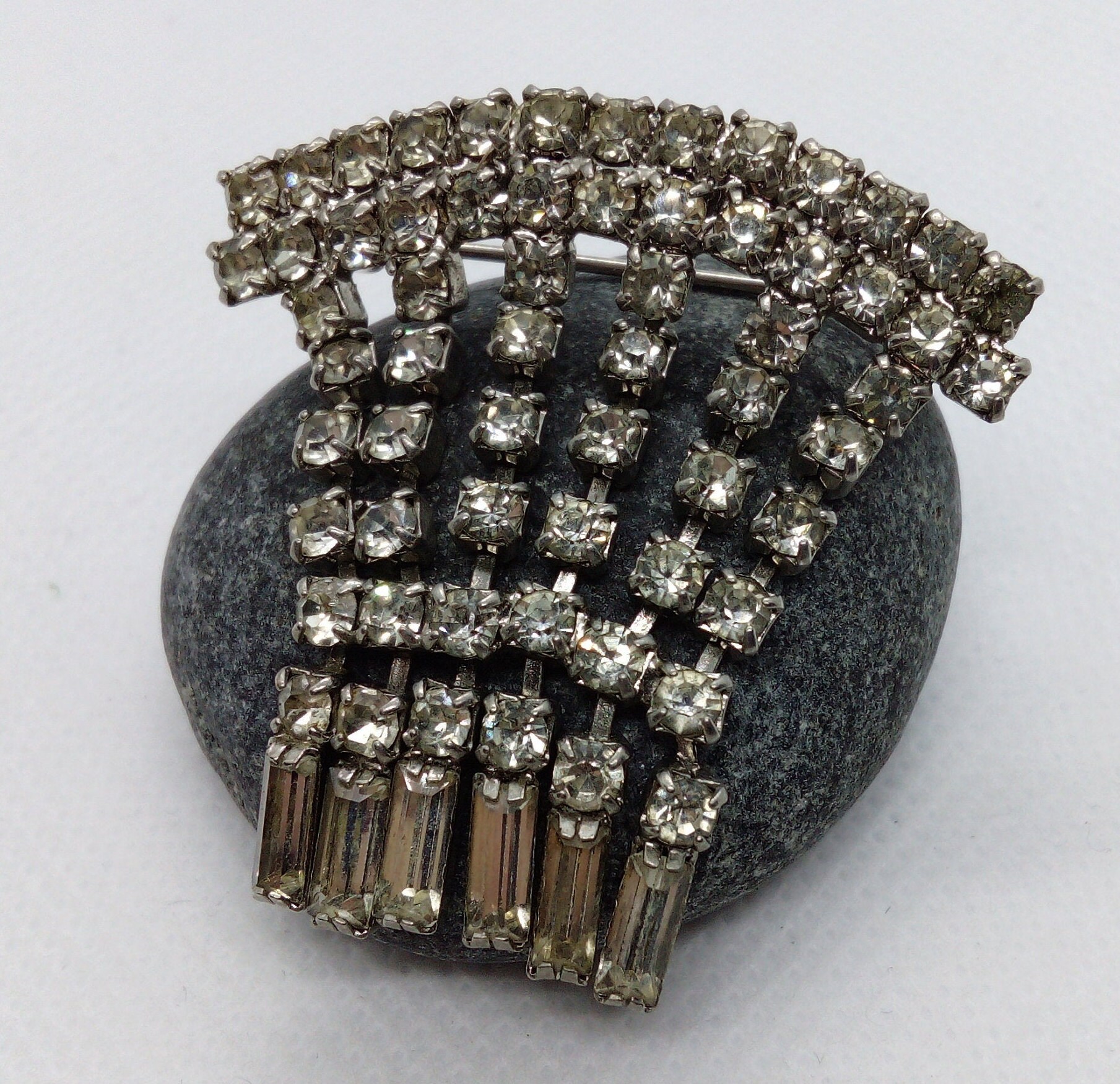 Vintage Brooch, Old Antique Retro Brooch With White Rhinestones USSR ...