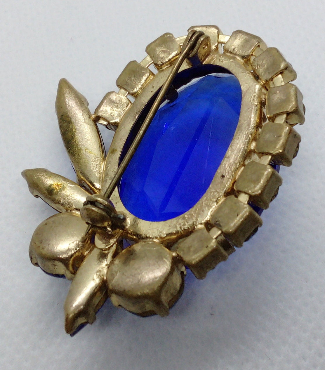 Old vintage brooch retro brooch with blue crystals | Etsy