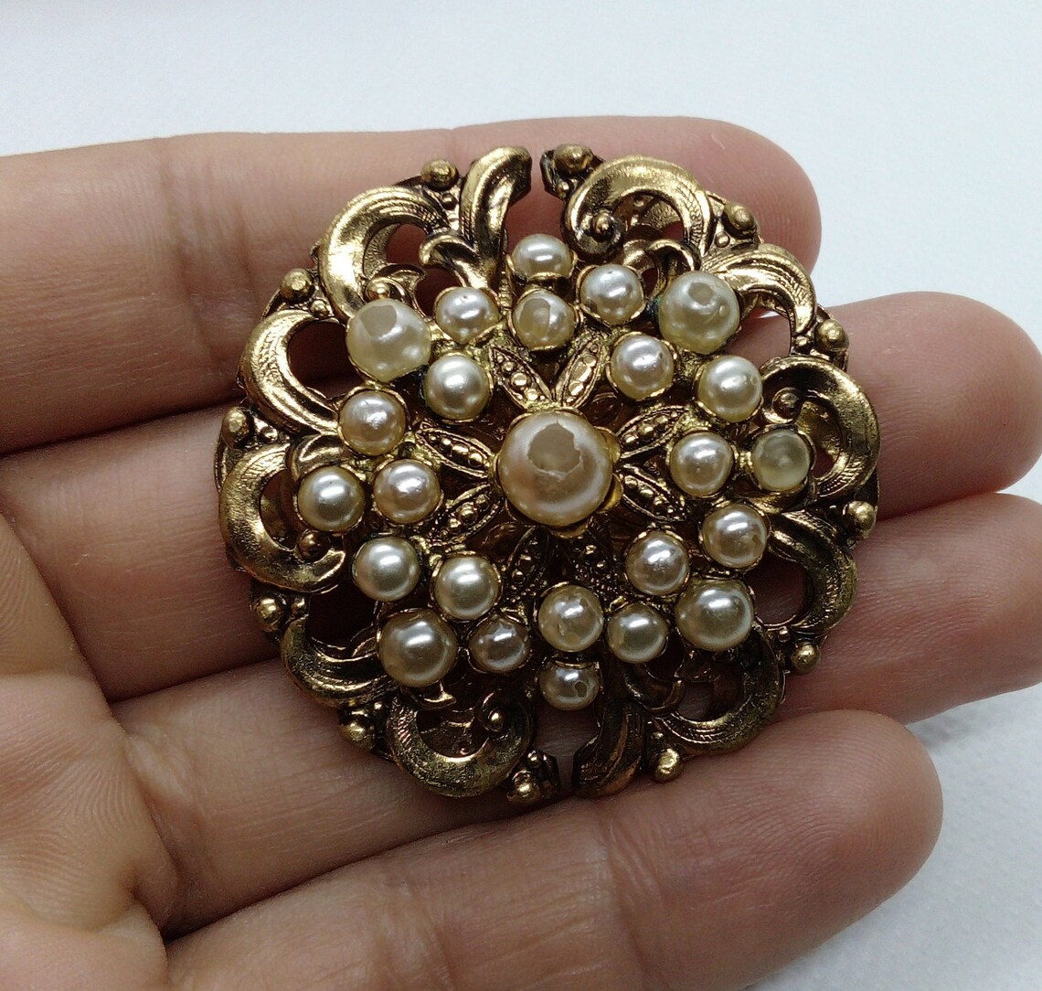 Old Vintage Brooch 1950-70 USSR Times With Gold Tone Beads for | Etsy