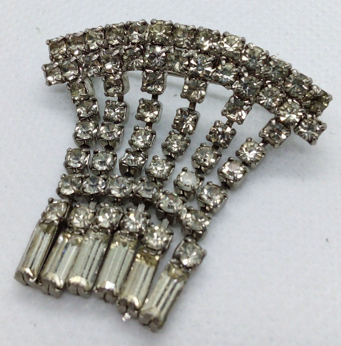 Vintage Brooch, Old Antique Retro Brooch With White Rhinestones USSR ...