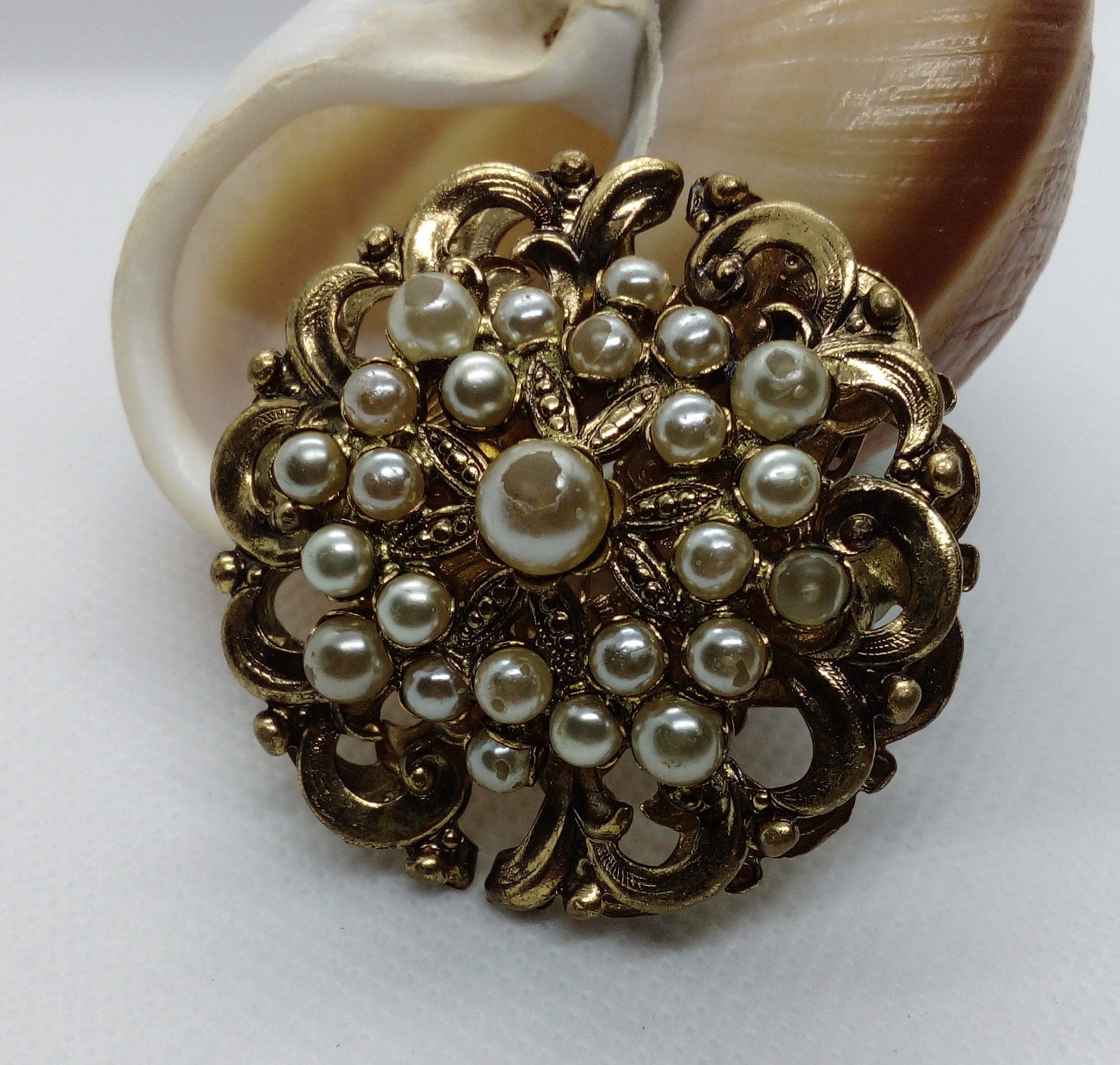 Old Vintage Brooch 1950-70 USSR Times With Gold Tone Beads for - Etsy