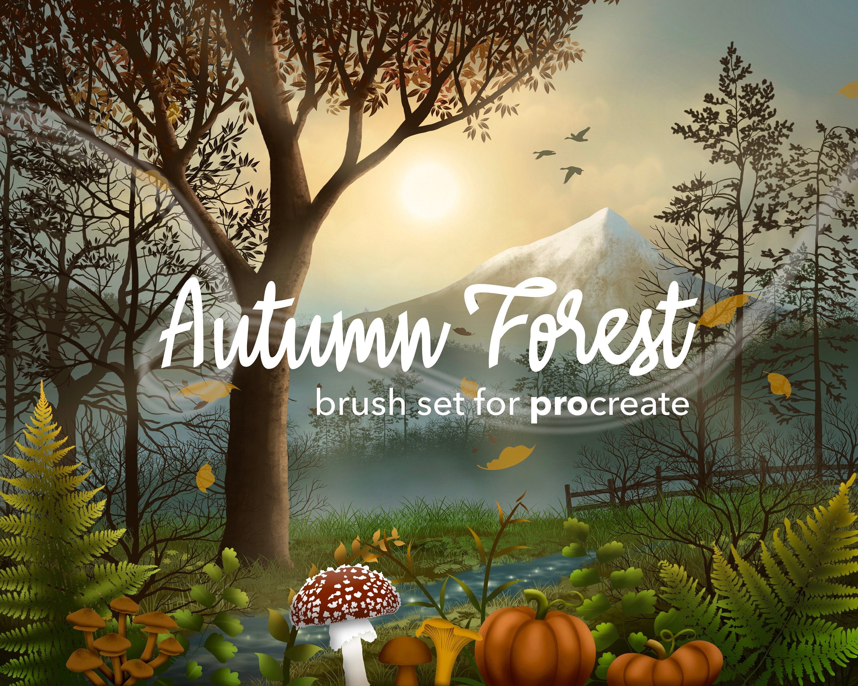 Autumn Forest Brush Set for Procreate, Botanical and Fall Nature ...