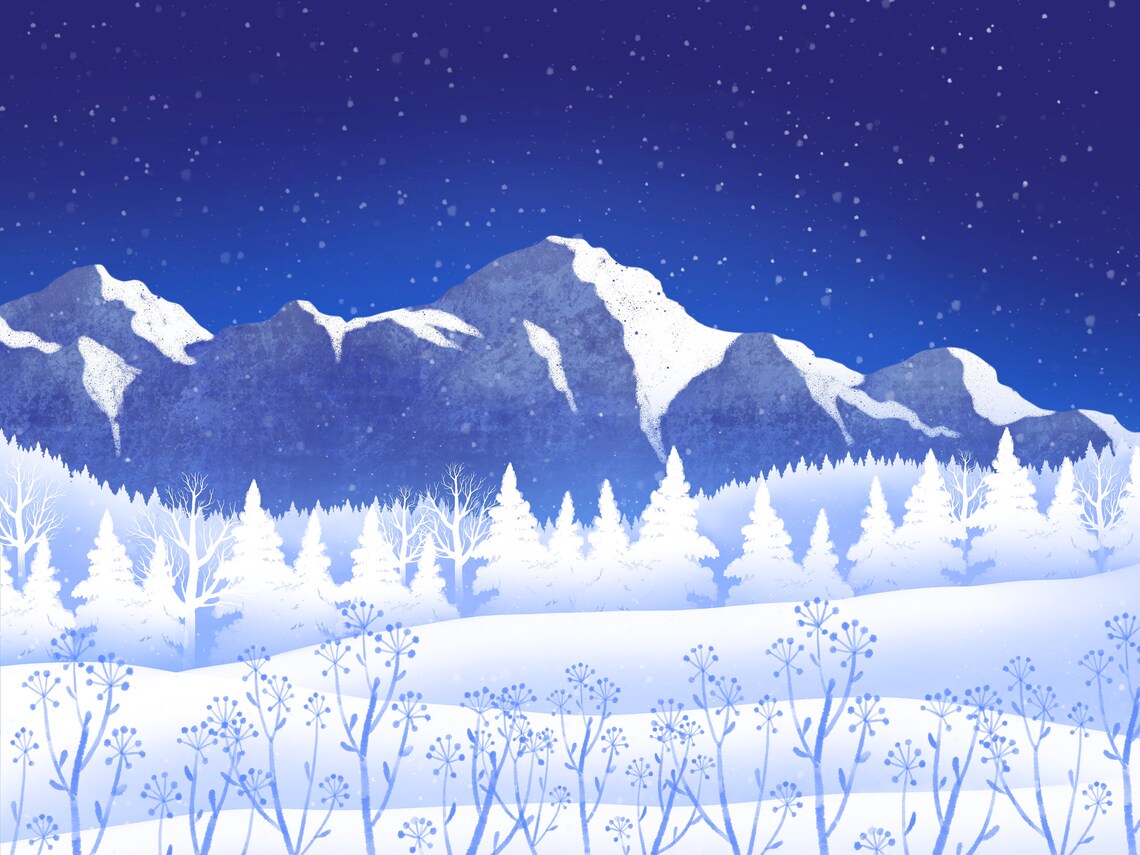 Winter Forest Brush Set for Procreate Snowy Stamps and | Etsy