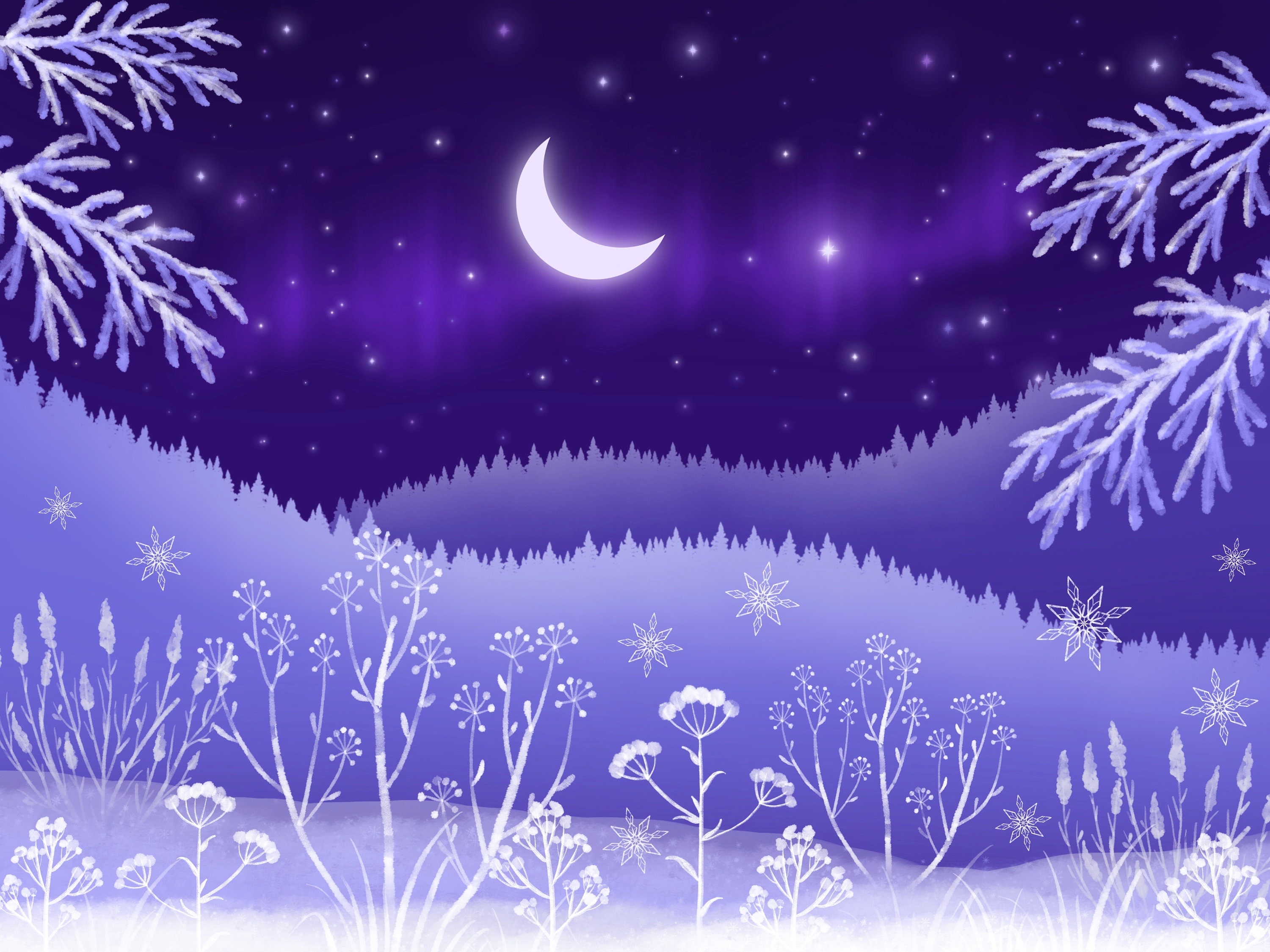 Winter Forest Brush Set for Procreate Snowy Stamps and | Etsy