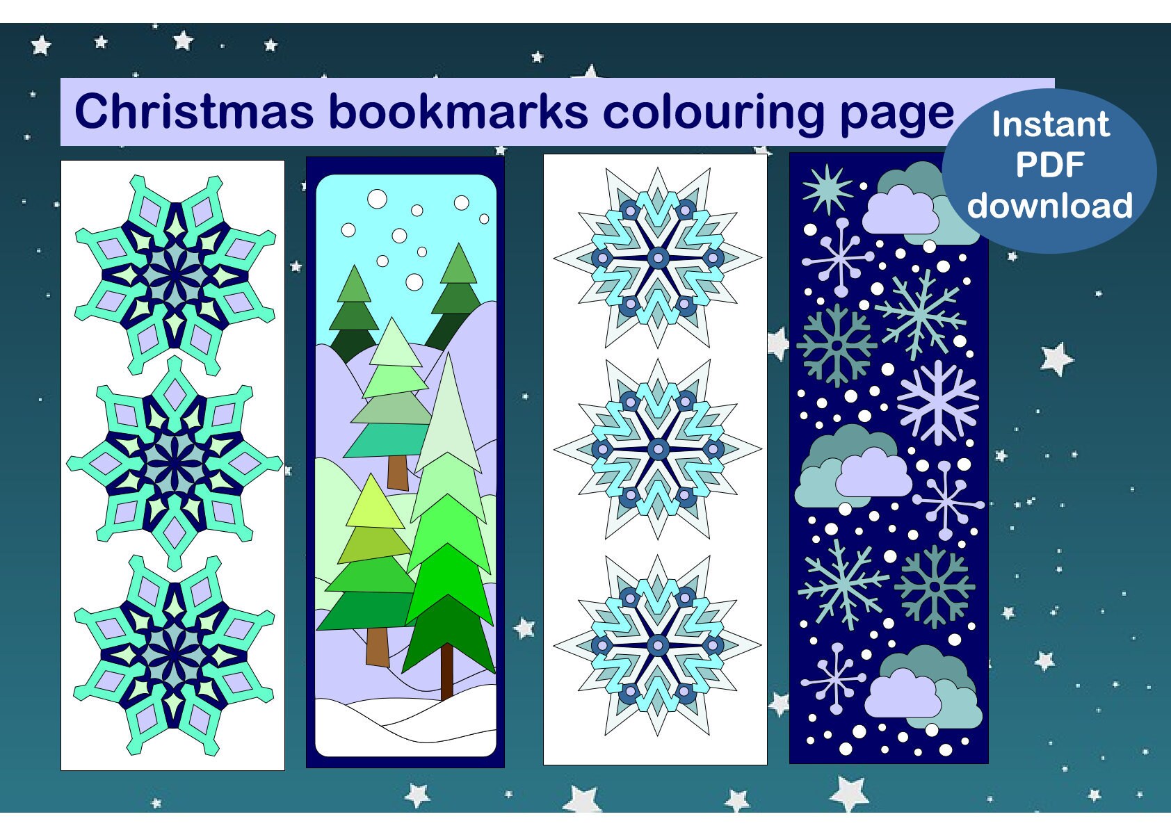 Adults and kids. Christmas snow bookmarks colouring page Snowflakes ...