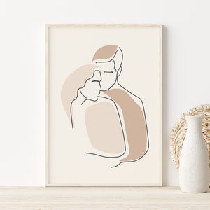 Minimalist Love Art Couple Line Art Abstract Shapes Print | Etsy