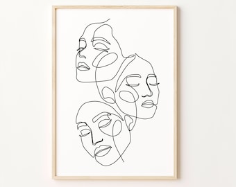 Girl Face Line Art | Etsy