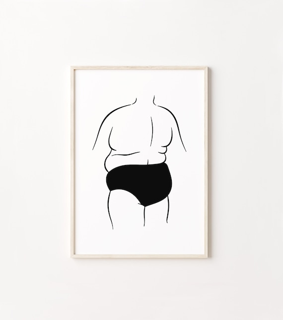 Body Positive Art for Men Male Back Print Chubby Man Poster - Etsy