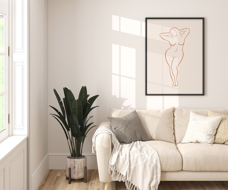 Curvy Woman Line Art Print Body Positive Line Drawing Thick - Etsy