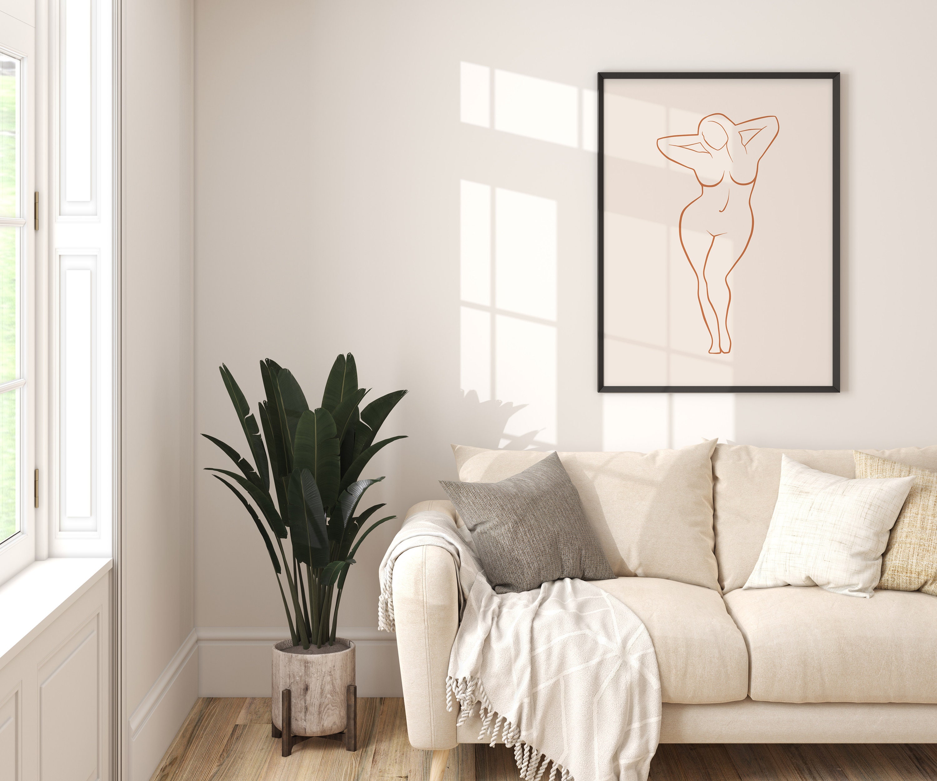 Curvy Woman Line Art Print Body Positive Line Drawing Thick Etsy