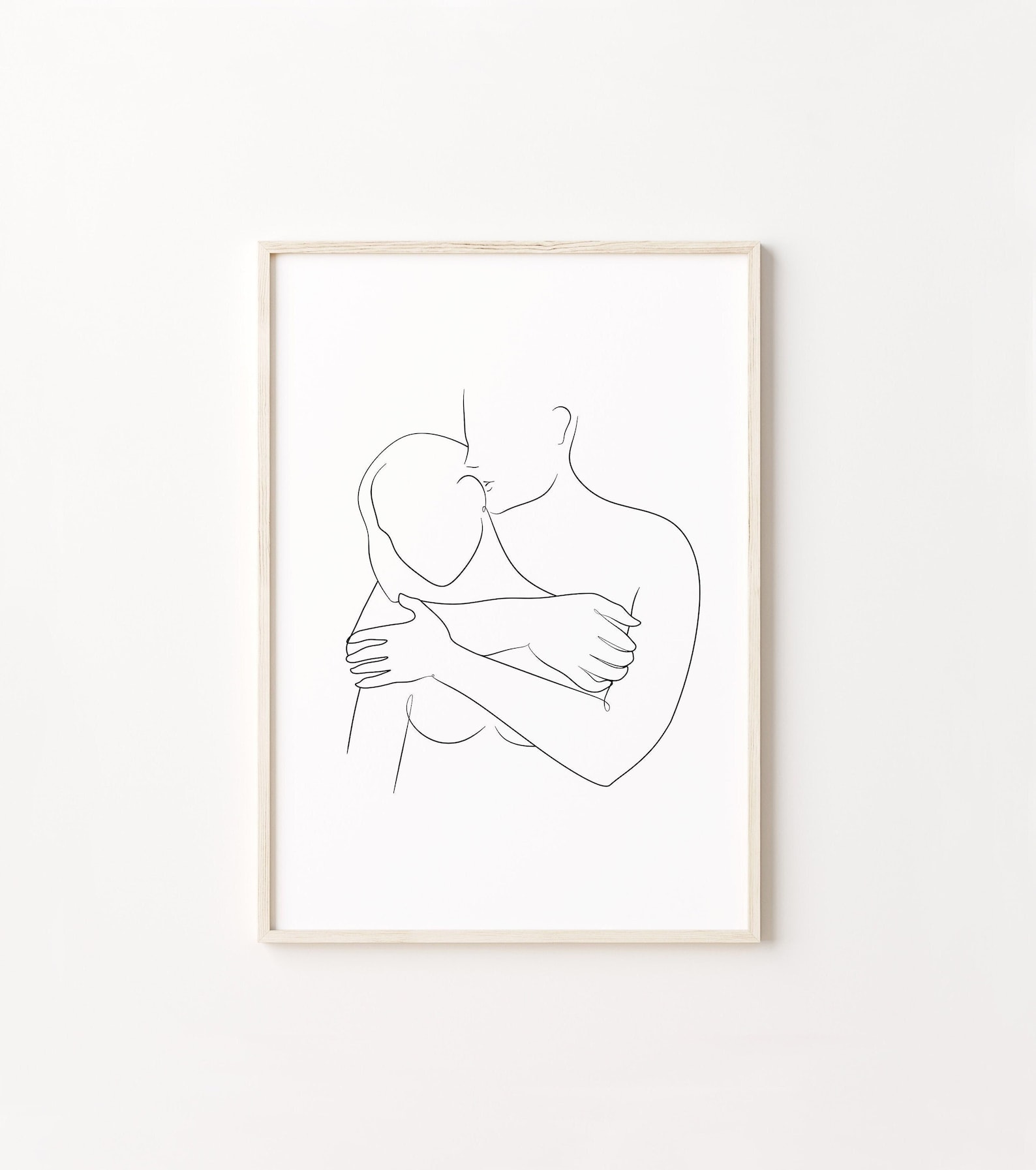 Couple Line Art Print Hug Line Drawing Abstract Love Wall - Etsy
