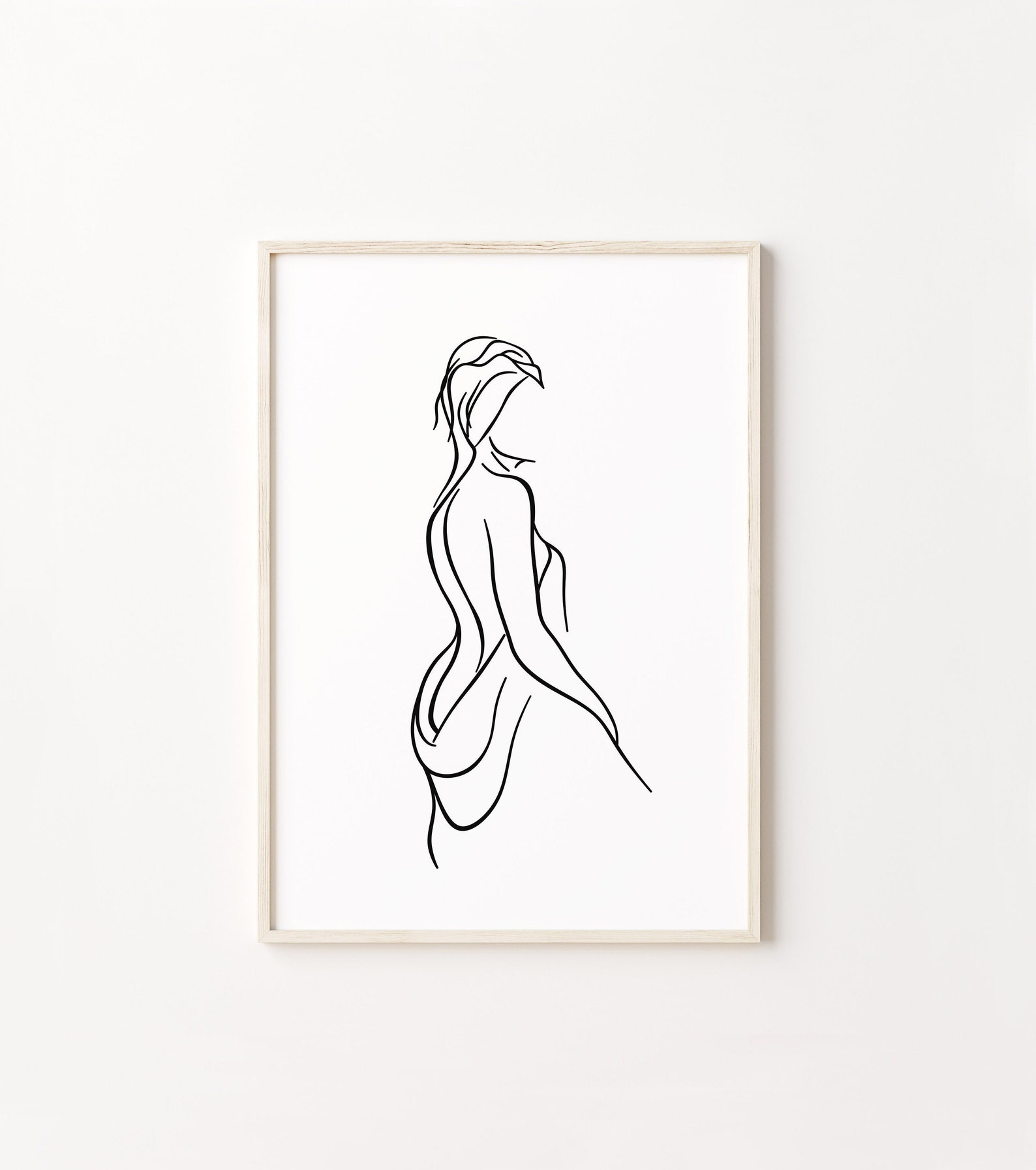 Female Back Print Woman in Towel Line Art Bathroom Line - Etsy