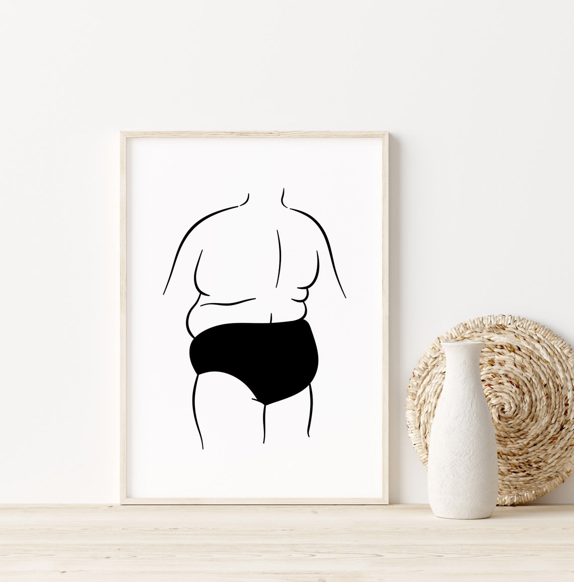 Body Positive Art for Men Male Back Print Chubby Man Poster - Etsy