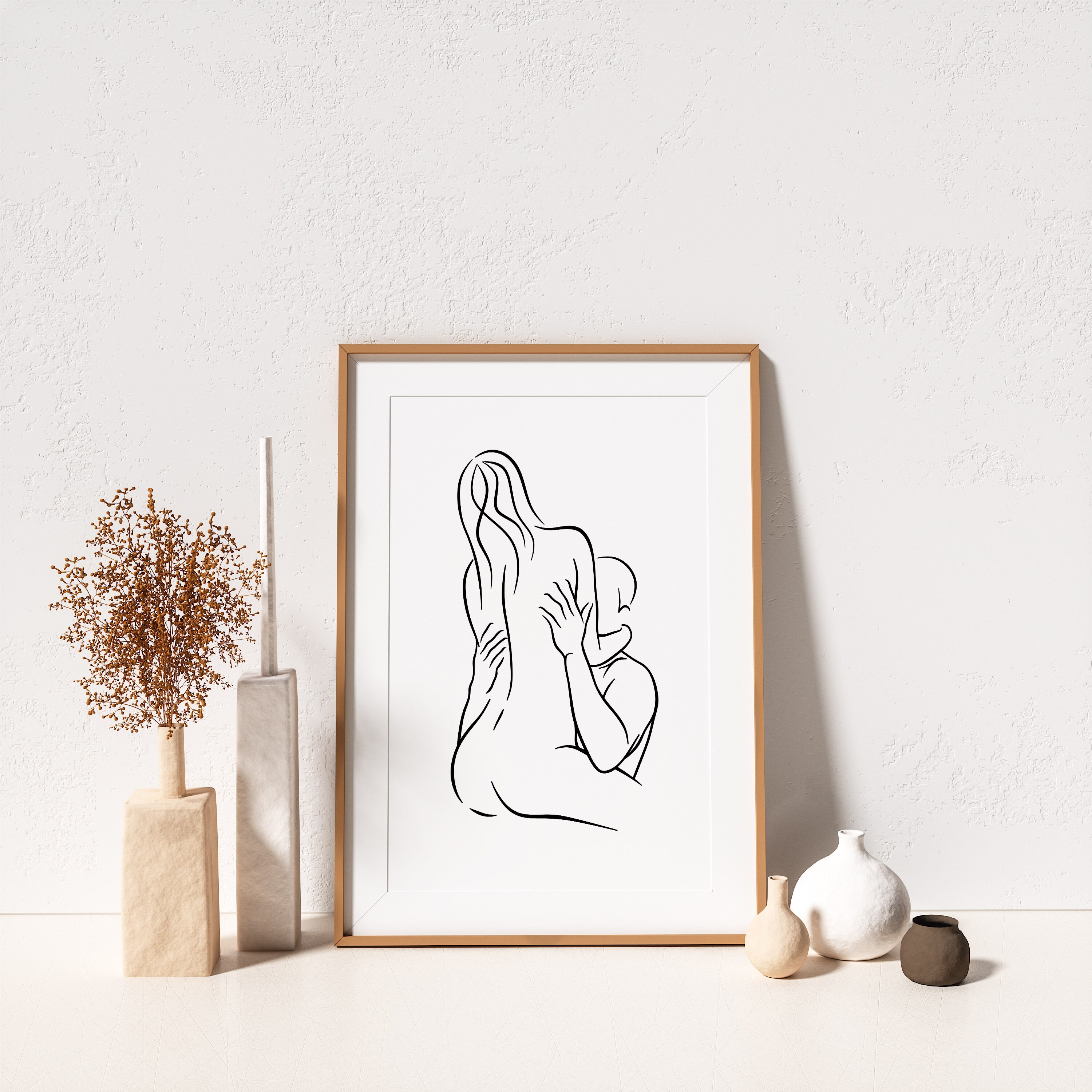 Couple Hug Line Art Print Abstract Love Print Hugging Line - Etsy