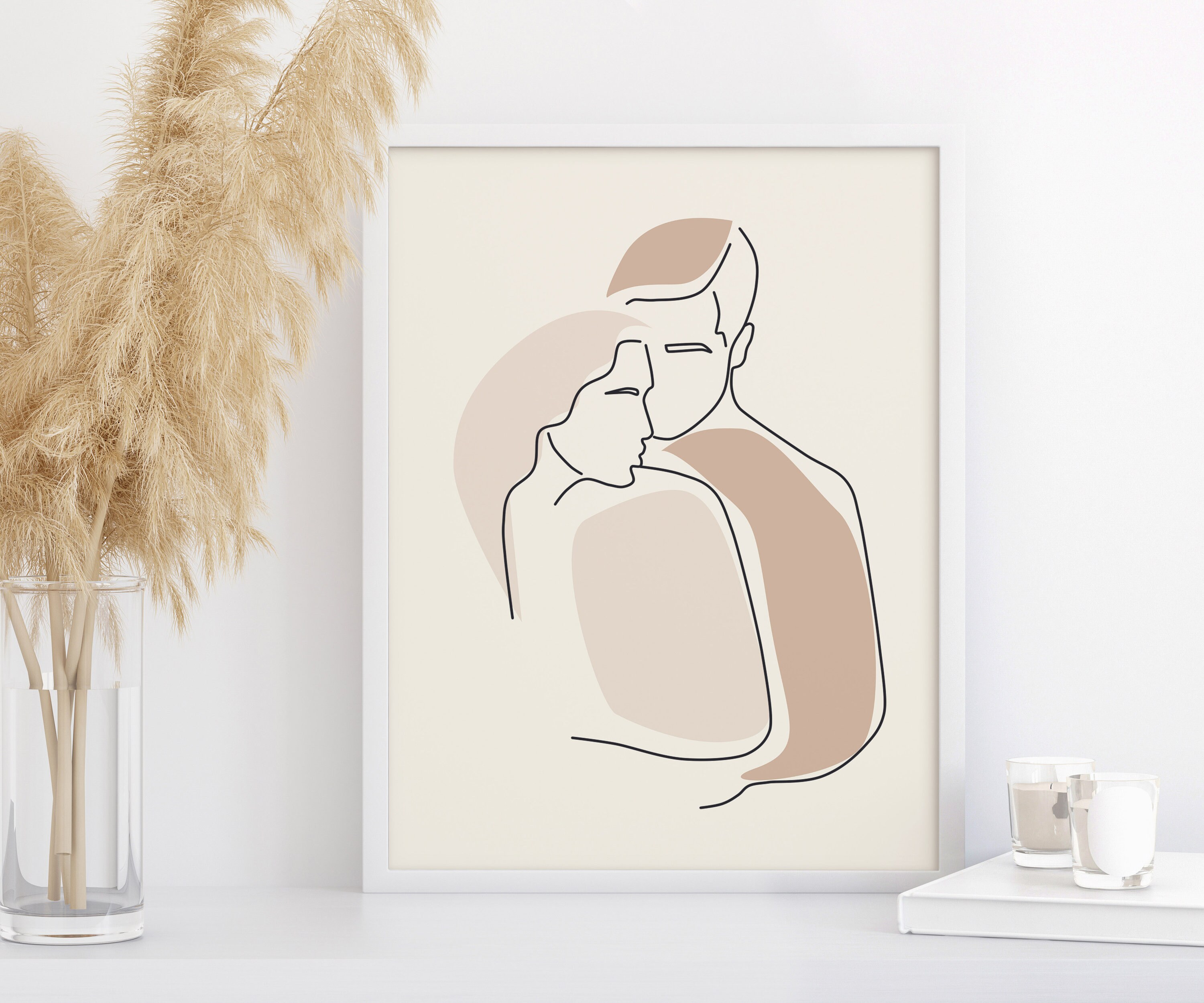 Minimalist Love Art Couple Line Art Abstract Shapes Print - Etsy