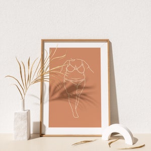 Body Positive Line Art, Thick Girl Wall Art, Plus Size Woman Art ...