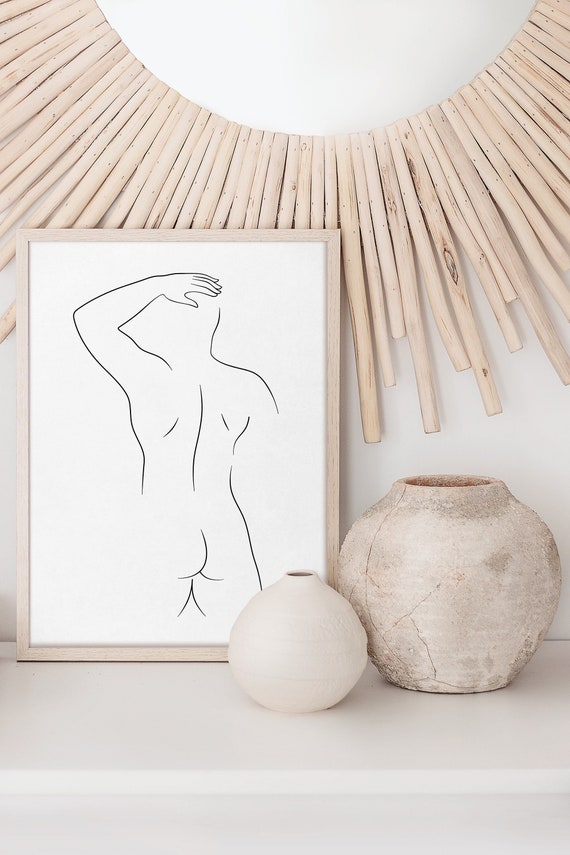 Male Back Line Art Print Abstract Man Drawing Naked Male - Etsy