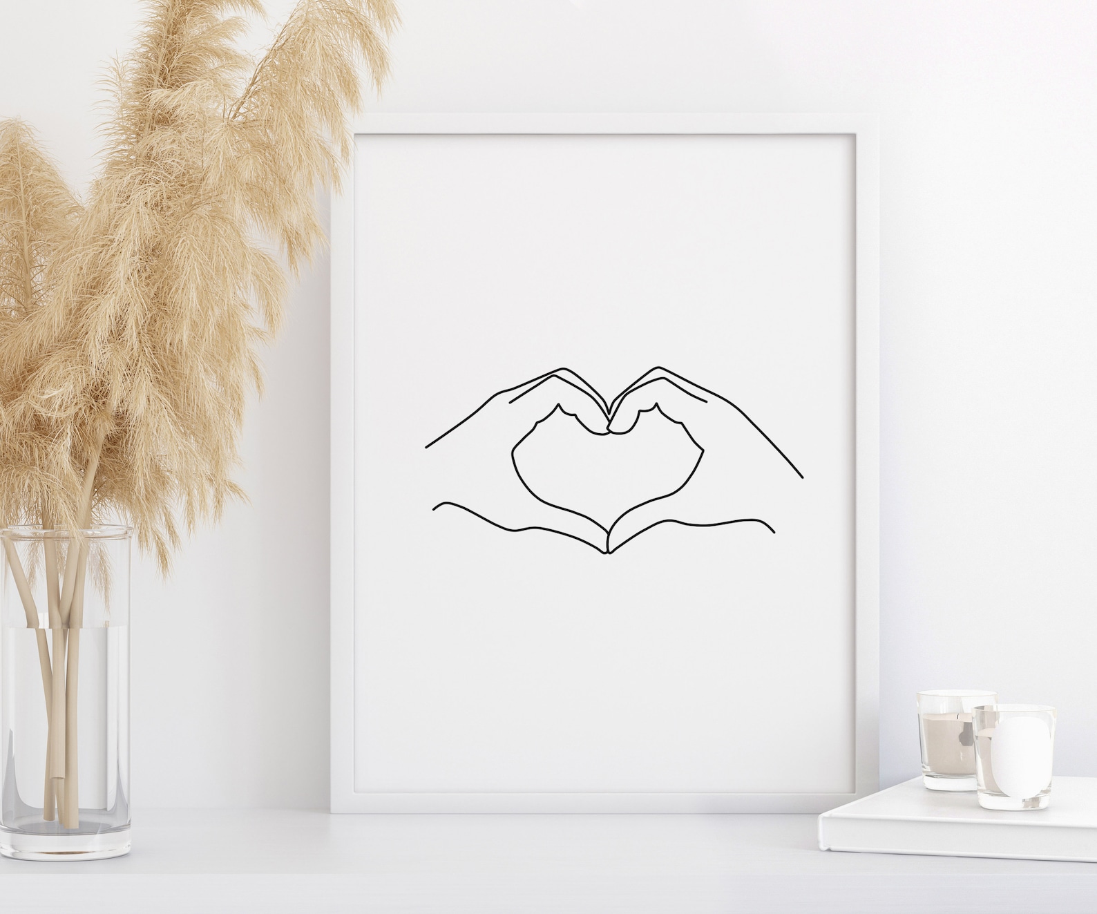 Hands Art Print Heart Hands Print Lovers Hands Drawing Line - Etsy