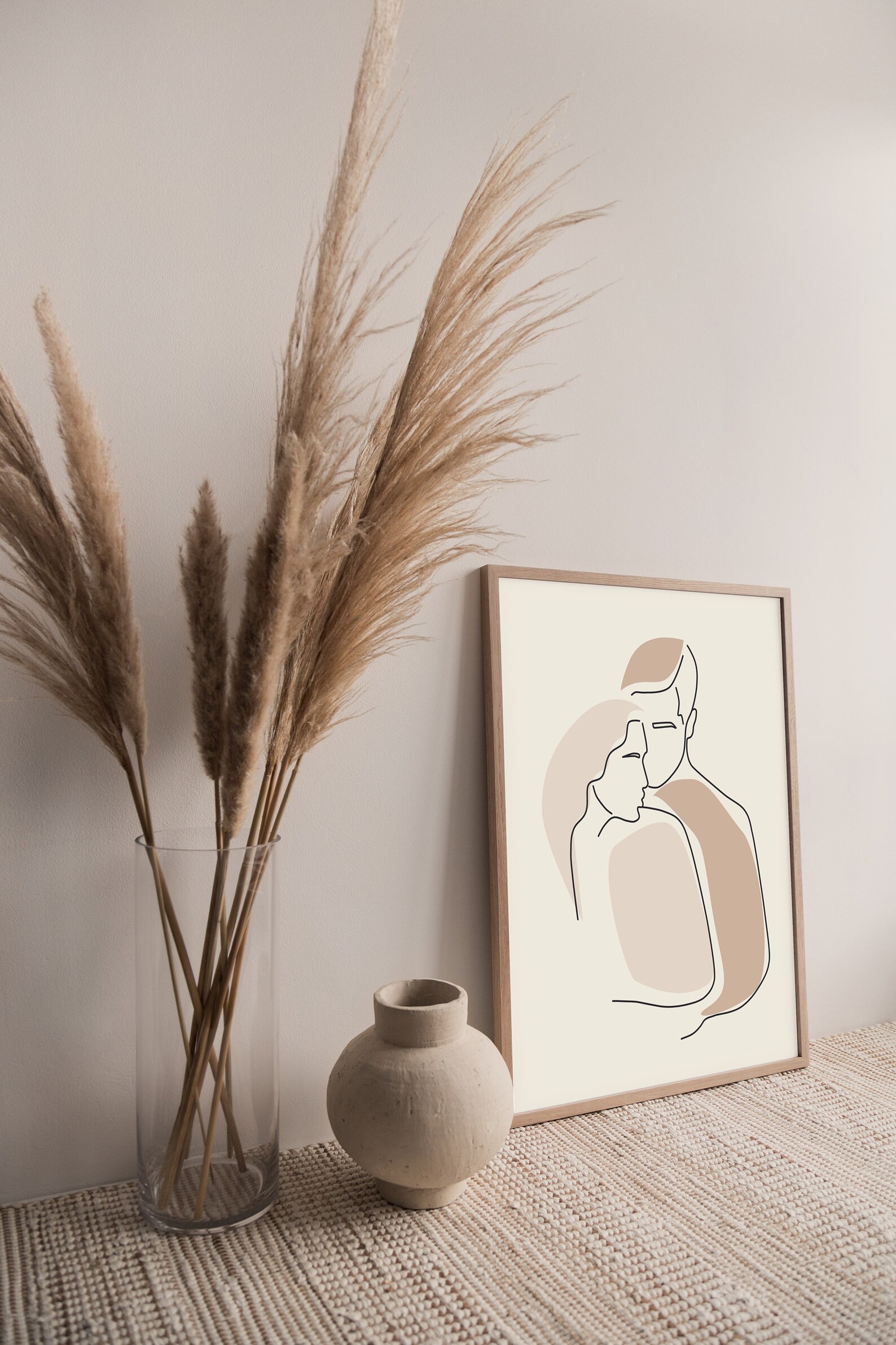 Minimalist Love Art Couple Line Art Abstract Shapes Print Etsy