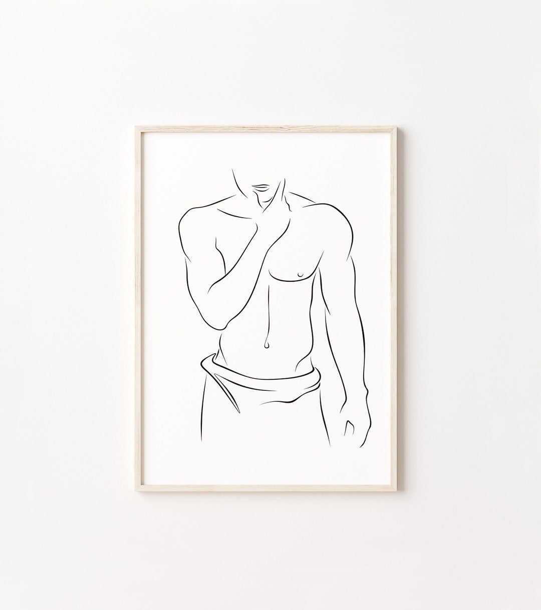 Man in Towel Print, Abstract Man Wall Art, Minimalist Male Body Poster ...