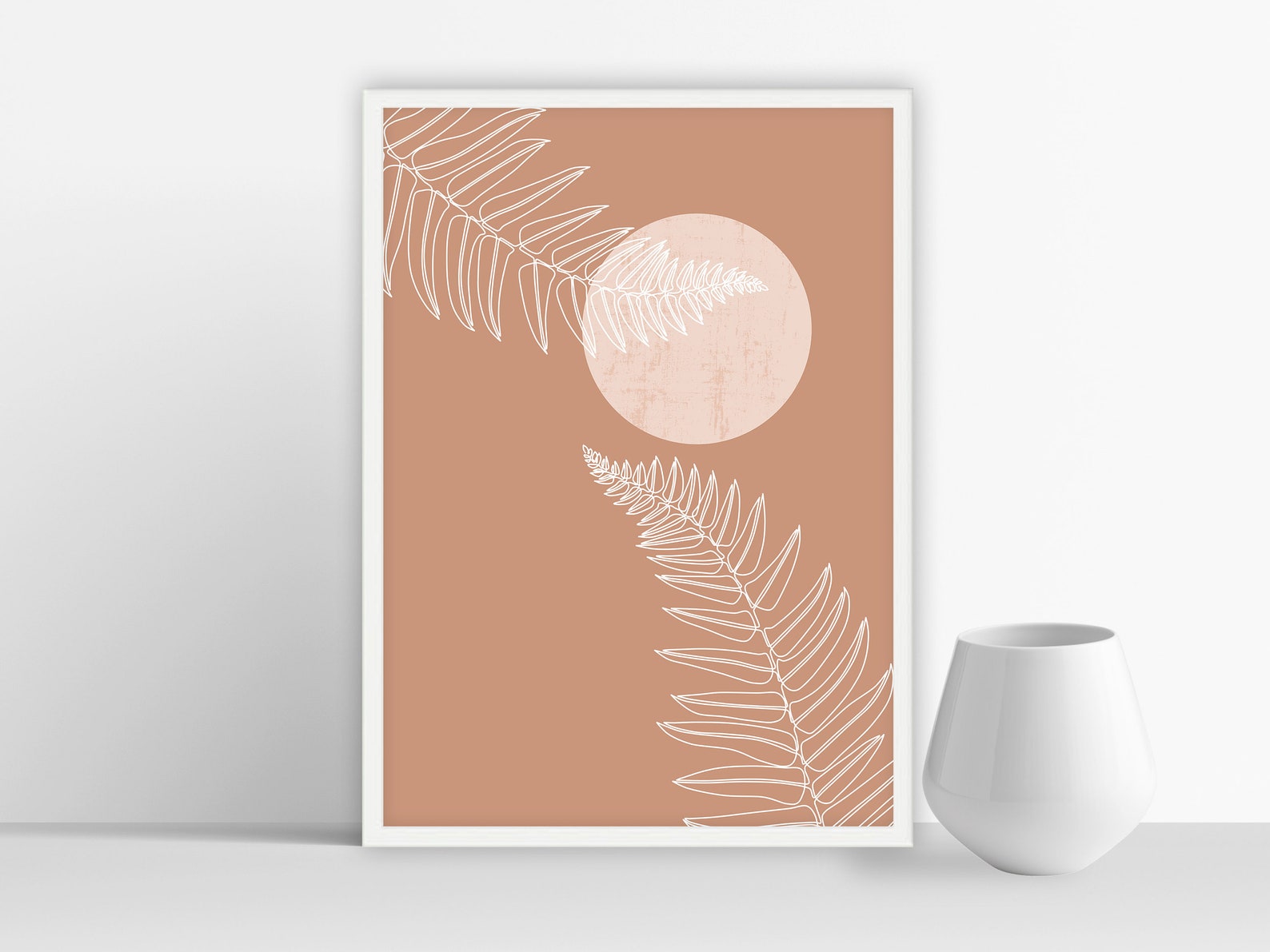 Fern Print Abstract Sun Wall Art Minimalist Botanical Wall | Etsy