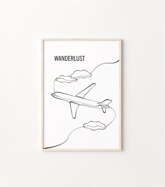 Travel Line Art Wanderlust Wall Art Airplane Line Drawing - Etsy
